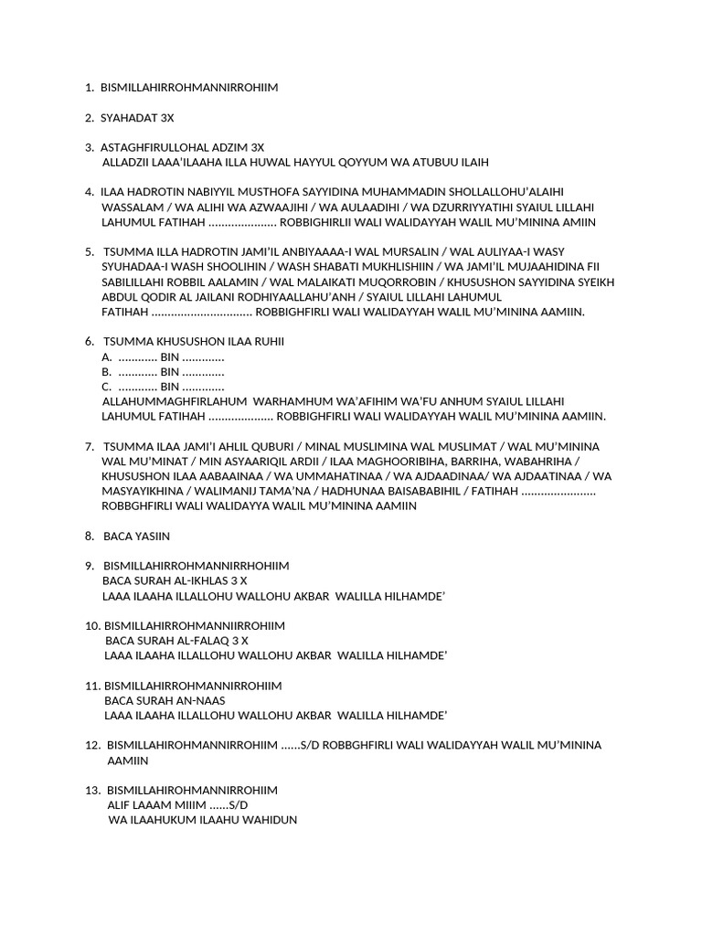 Doa Tahlil | PDF | Quran | Islam