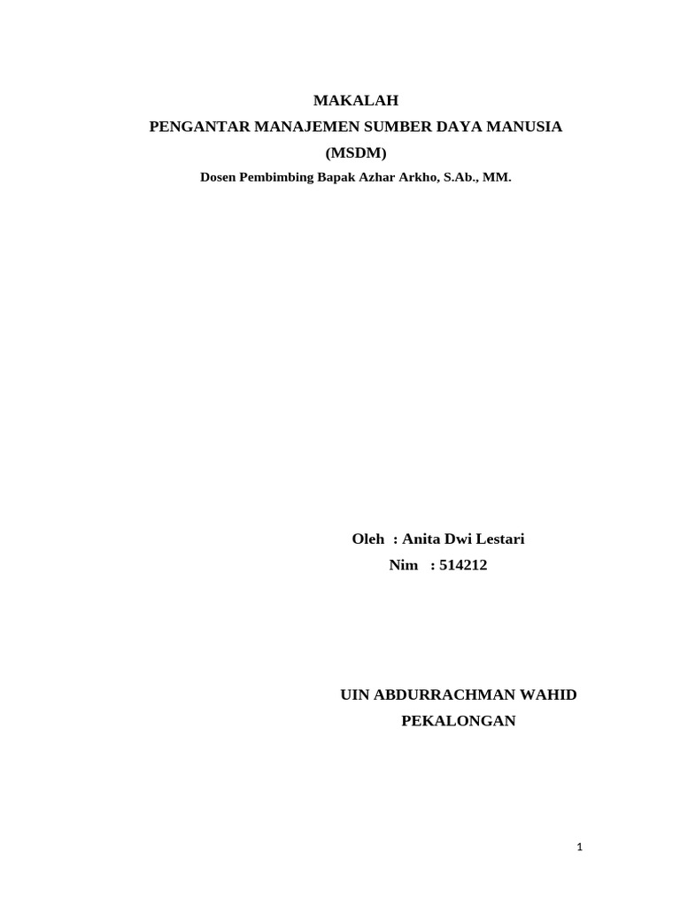 Makalah Manajemen Sumber Daya Manusia | PDF | Karier & Perkembangan | Pengembangan Diri