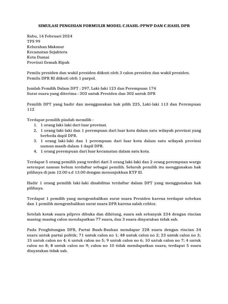 Simulasi Pengisian Formulir Model C | PDF | Politik | Ilmu Sosial
