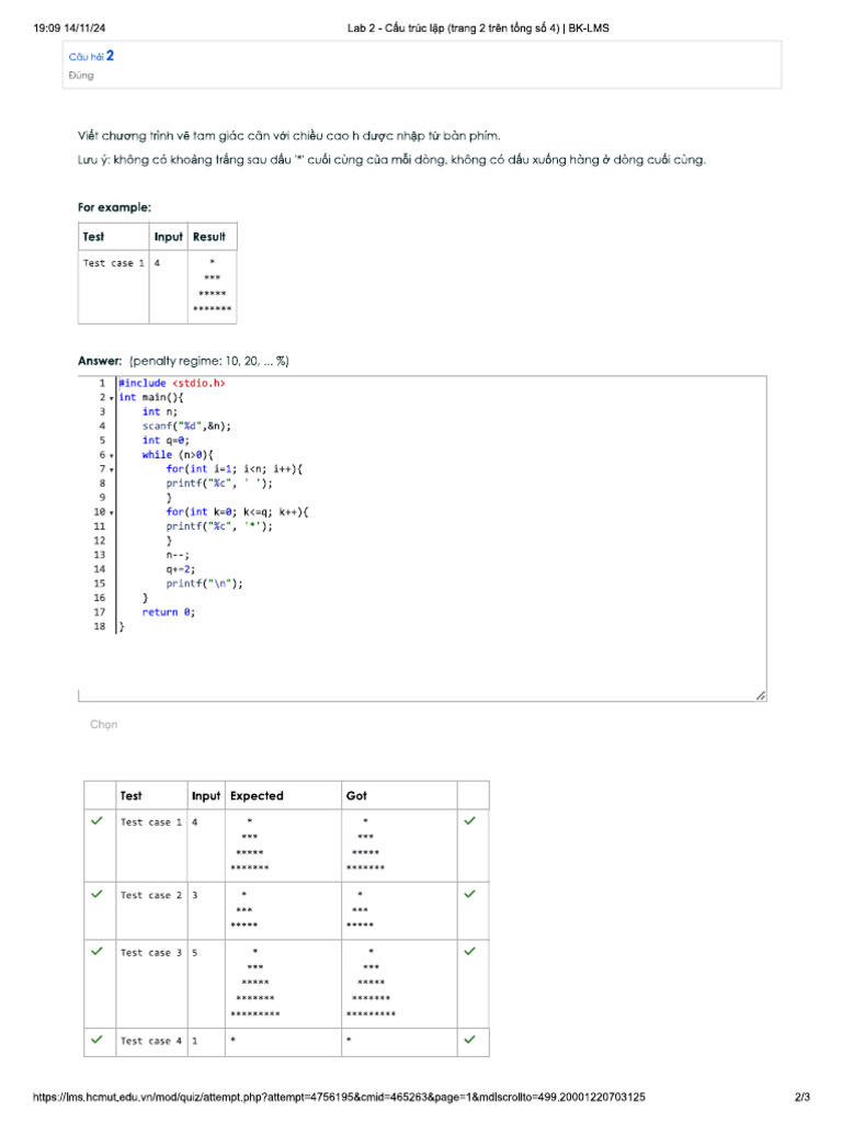 Lab 2 Cau Truc Lap - Cau 2 | PDF
