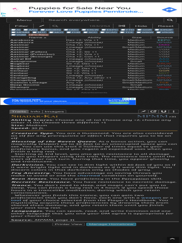 Shadar-Kai - 5etools | PDF