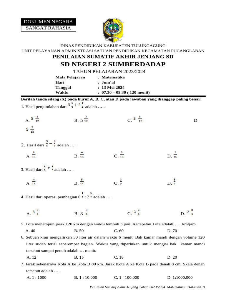 Soal Psaj Matematika 2023 | PDF