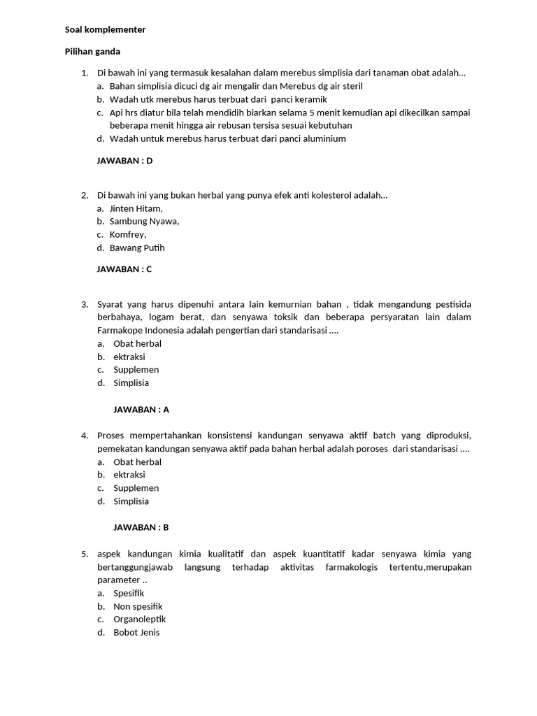 Hanya Soal Komplementer | PDF | Pengembangan Diri | Kesehatan Holistik