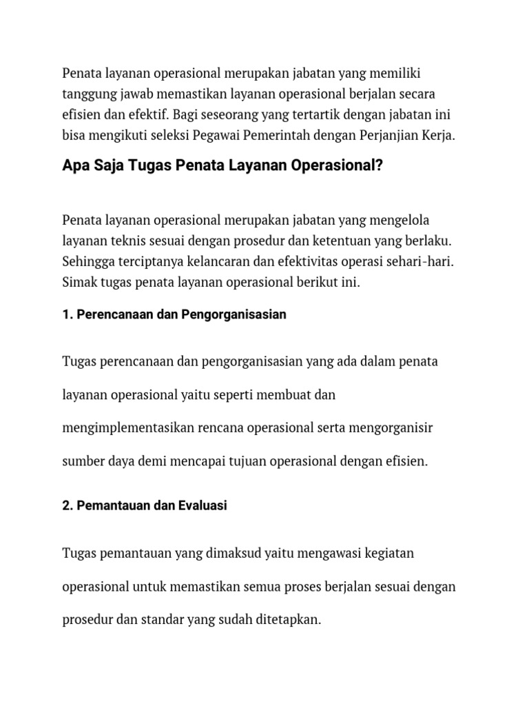 Tugas dan Tanggung Jawab Penata Layanan Operasional | PDF
