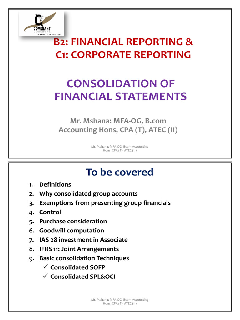 Consolidation of Financial Statements Notes Handout (New) | PDF ...