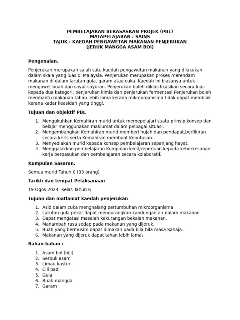 Pembelajaran Berasaskan Projek | PDF