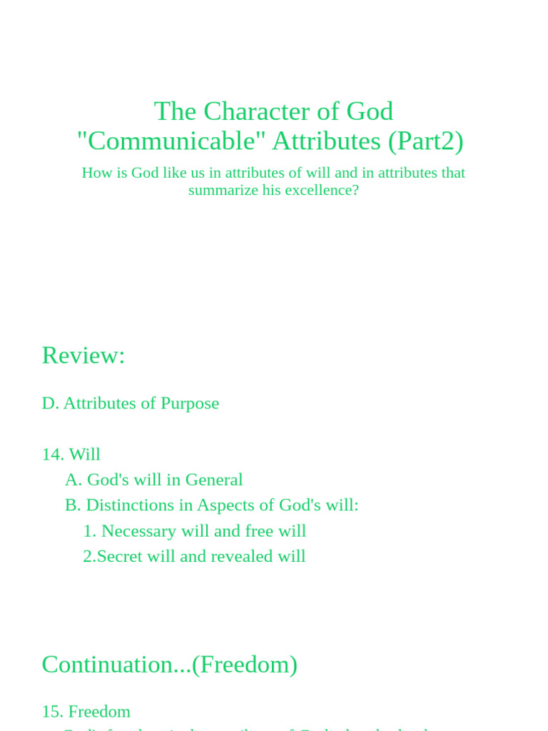 God's Communicable Attributes Explained | PDF | Omnipotence | God