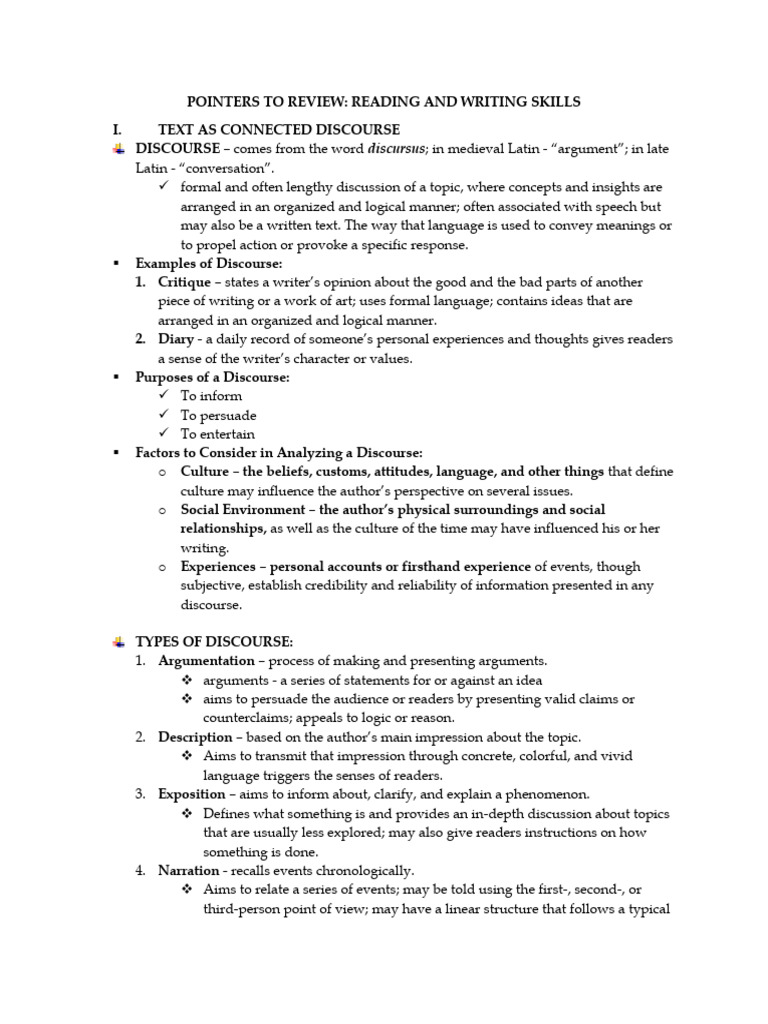 Pointers To Review in Reading and Writing Skills | PDF | Citation | Idea