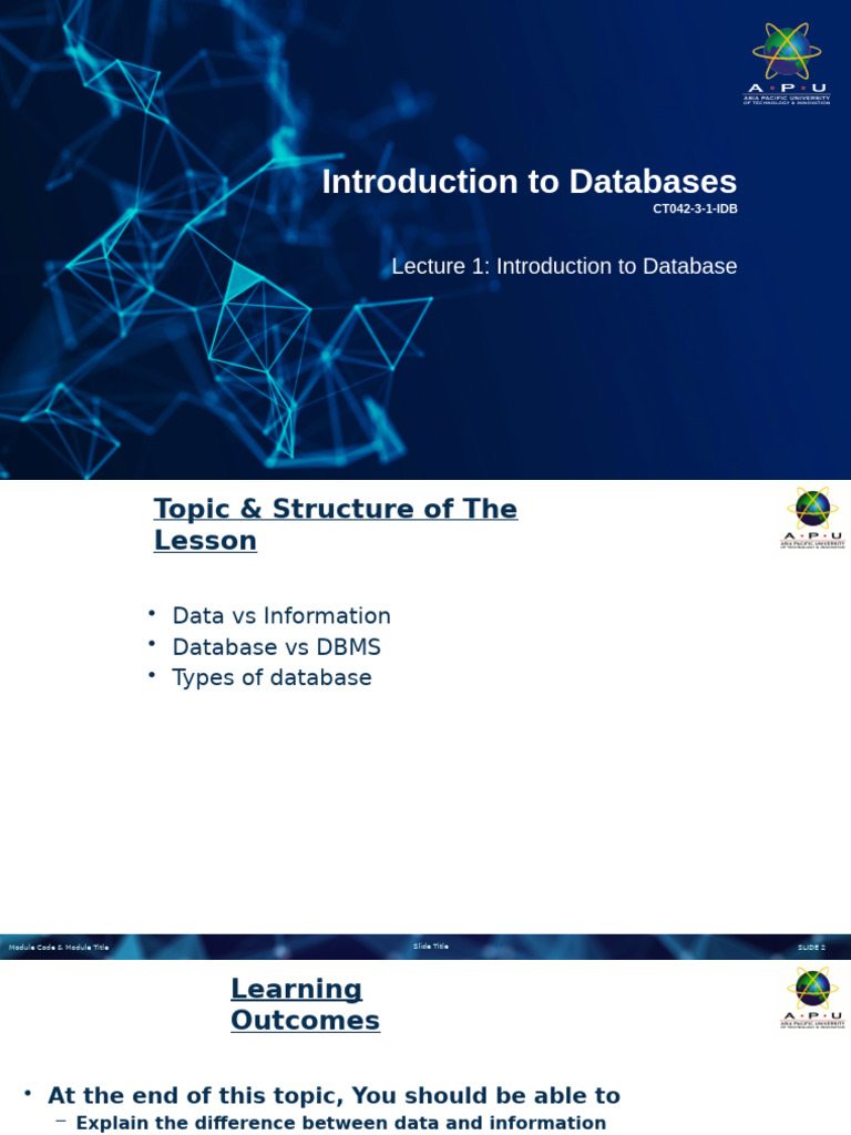 CT042-3-1-IDB-Lecture 1 | PDF | Databases | Information Science