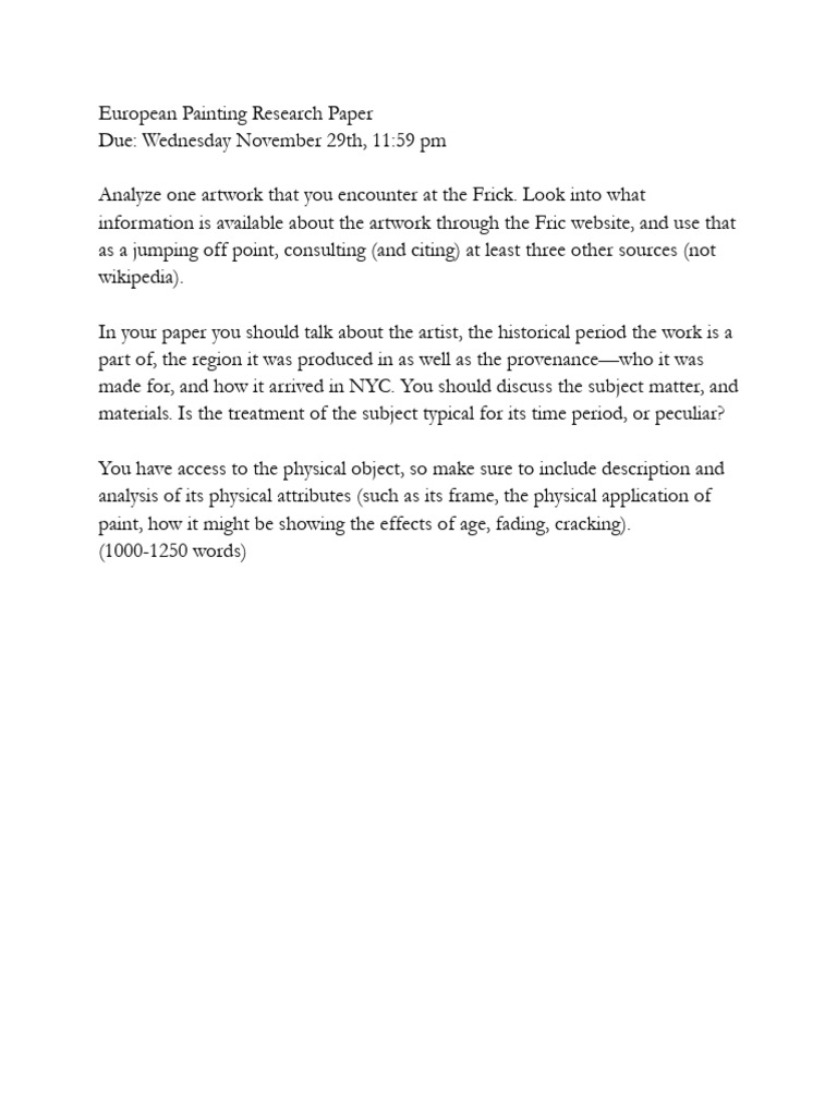 Research Paper Prompt Frick | PDF | History | Classics