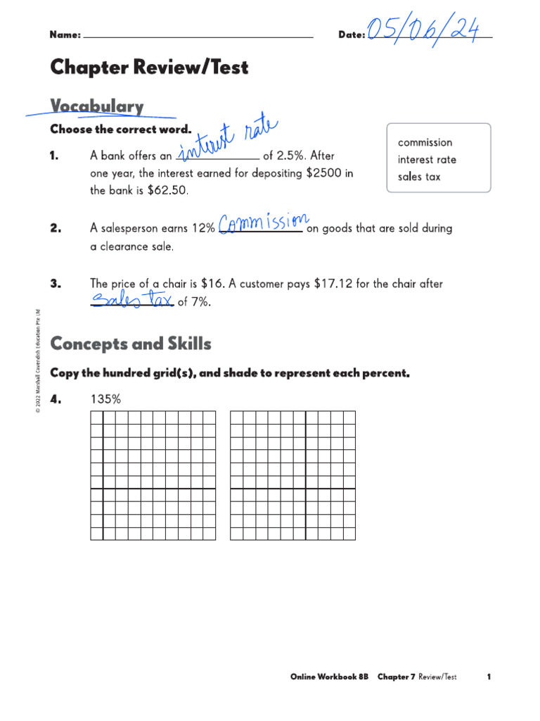 Chapter 7 Review Test | PDF