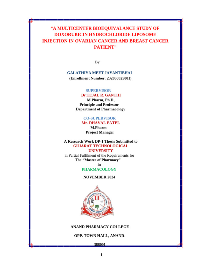 MEET DP - 1 Thesis Certificate Final | PDF | Thesis | Cancer