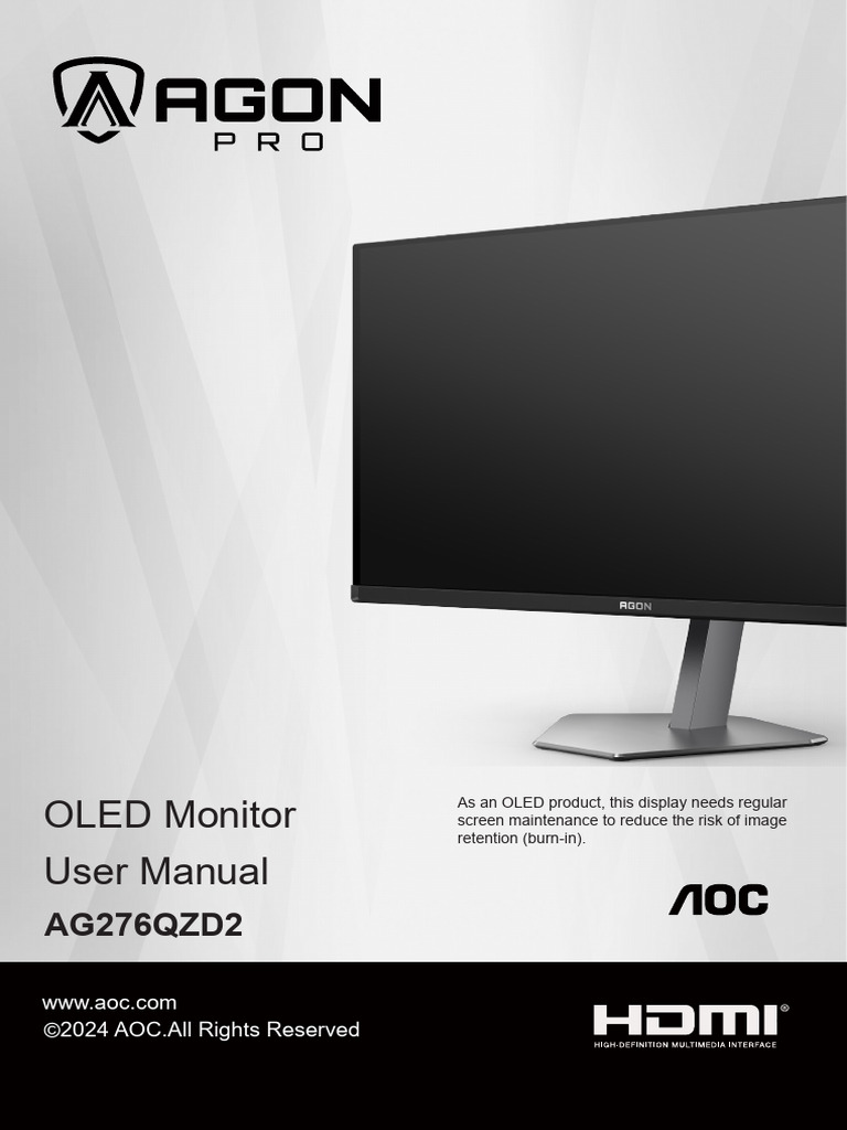 Aoc Gaming Monitor AG276QZD2 Owners Manual | PDF | Electronics ...