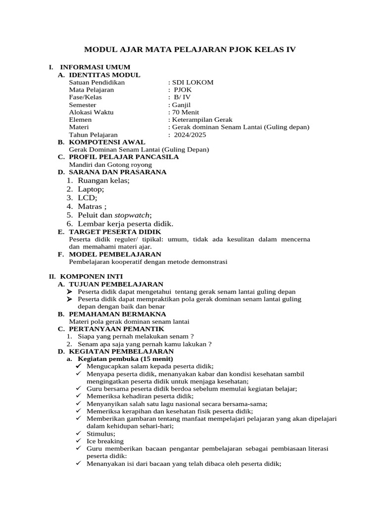 Guling Depan Pjok KLS Iv | PDF