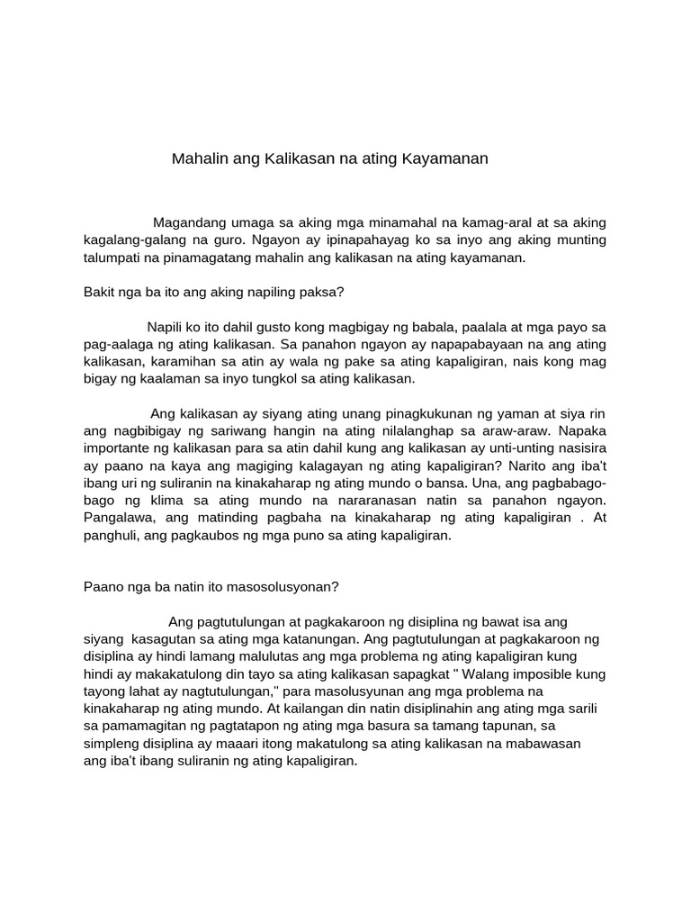 Mahalin Ang Kalikasan Na Ating Kayaman - 090853 | PDF