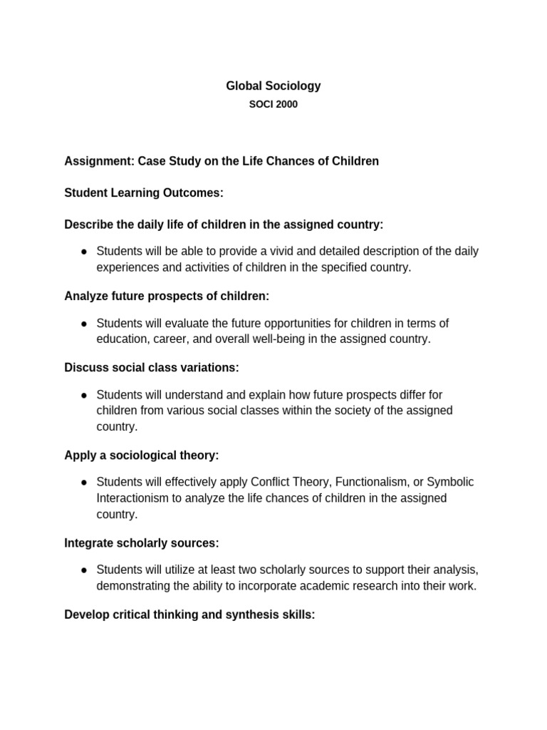 Assignment 2 - What Is Globalization - Case Study On The Life Chances ...