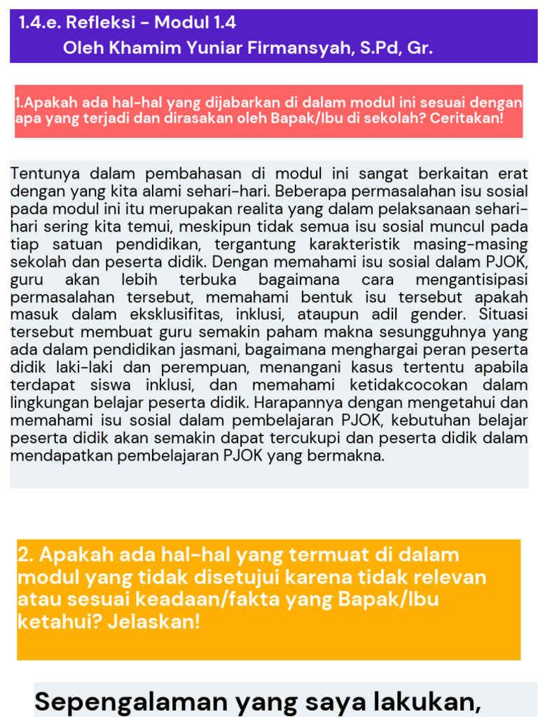 1.4.e. Refleksi - Modul 1.4 - Ririn Siswati - PKG - 2024 | PDF | Karier & Perkembangan ...