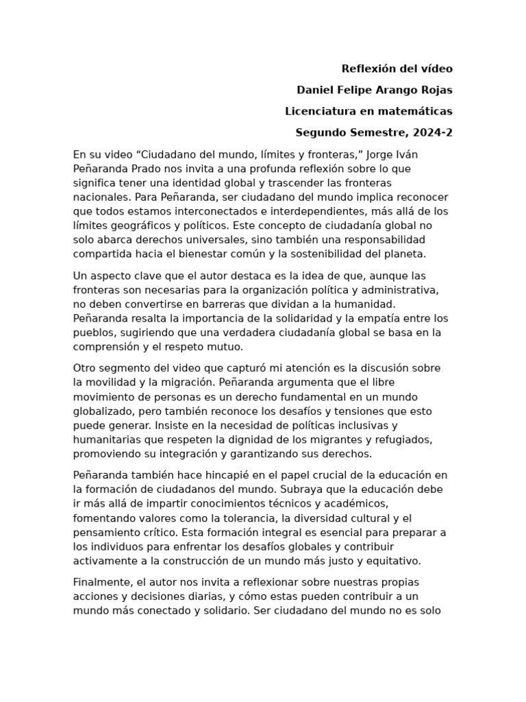 Reflexión de Daniel Arango | PDF | Política