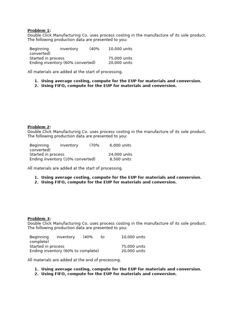 Problem 1 - Process Costing | PDF