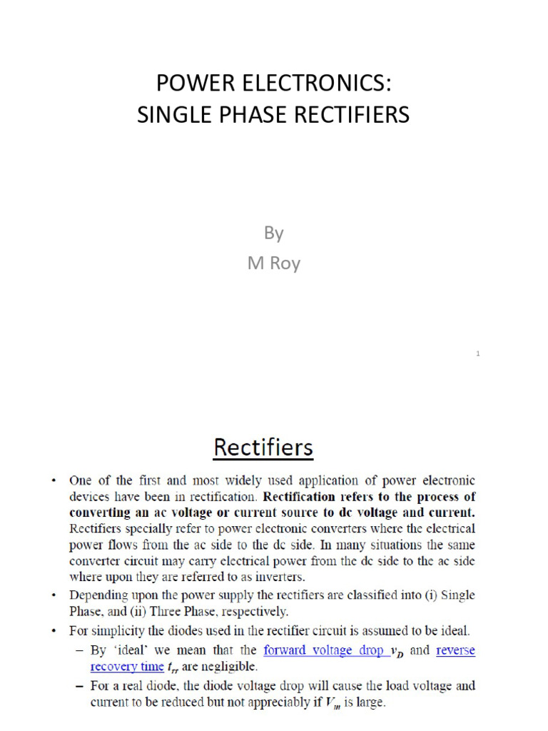Pe Lecture 1 Half Wave Rectifier By Diode Pdf
