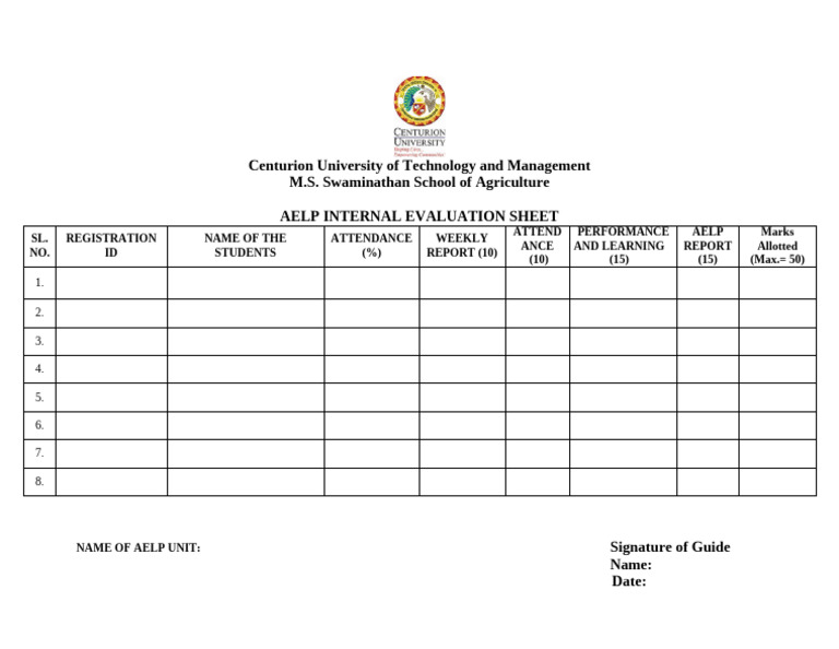 Format For AELP INTERNAL EVALUATION | PDF