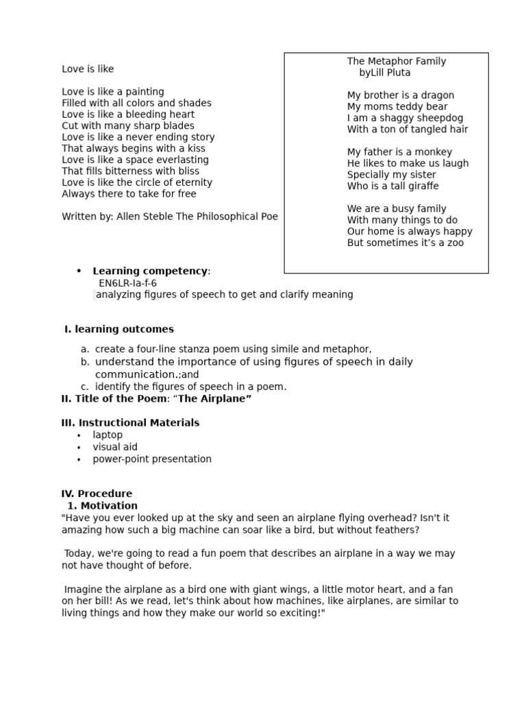 Figures of Speech Lesson Plan | PDF | Metaphor | Poetry