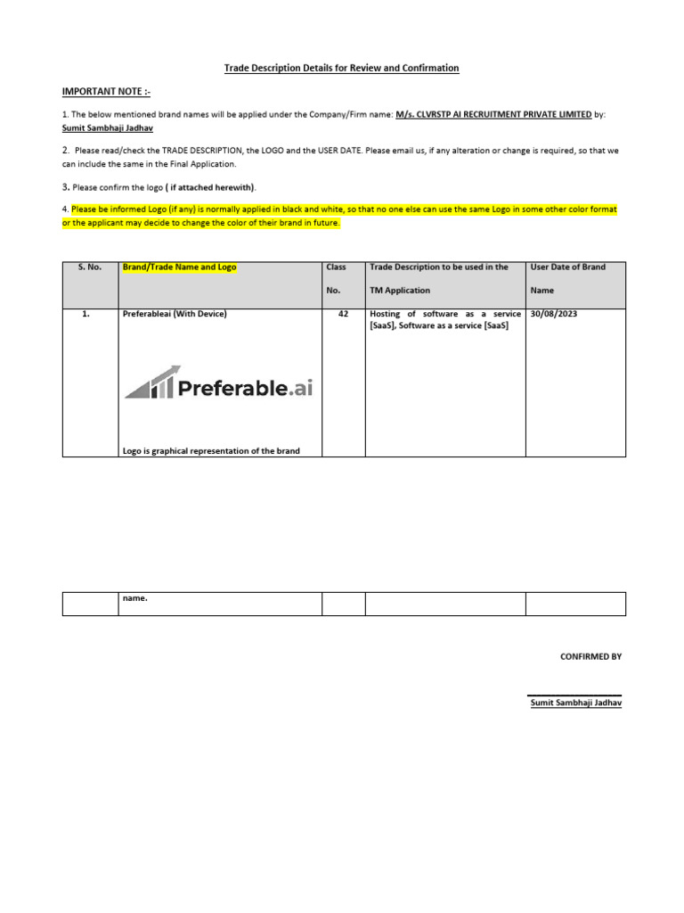 1) Trade Description Details | PDF | Business