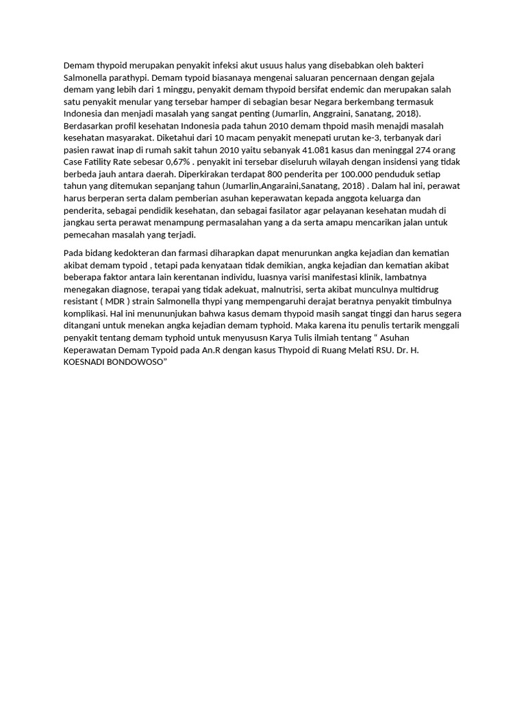 Demam Thypoid Merupakan Penyakit Infeksi Akut Usuus Halus Yang ...