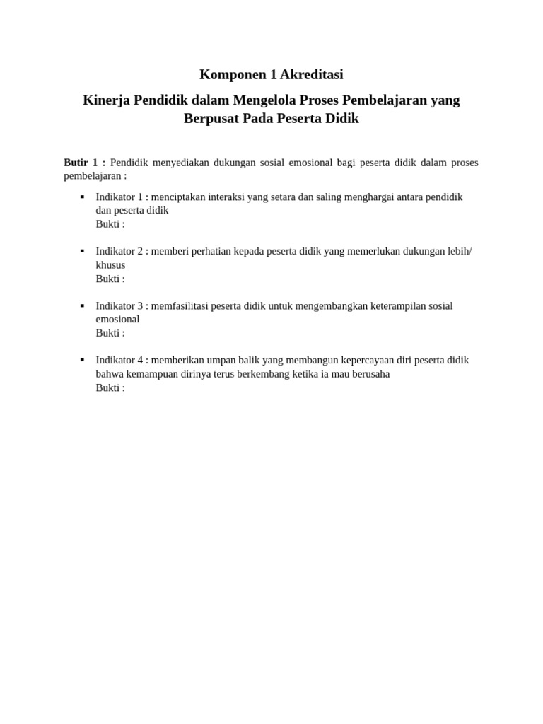 Komponen 1 Akreditasi-Butir 1 | PDF | Karier & Perkembangan