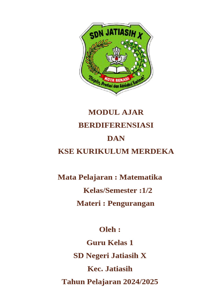 Modul Ajar MTK Bangun Datar Berdiferensiasi Dan KSE Kelas 1 SD | PDF | Karier & Perkembangan
