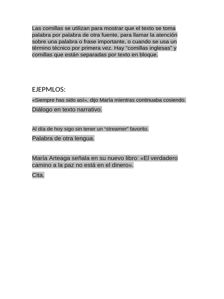 COMILLAS | PDF | Artes del Lenguaje y Comunicación