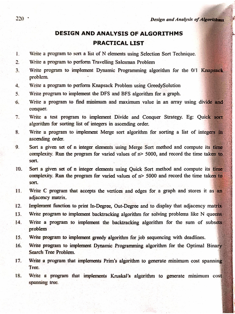 DAA Practical Program and MQP | PDF