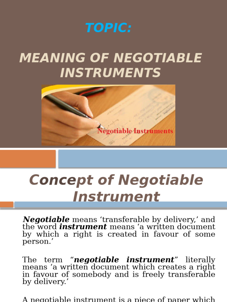 Types of Negotiable Instruments | PDF | Negotiable Instrument | Cheque