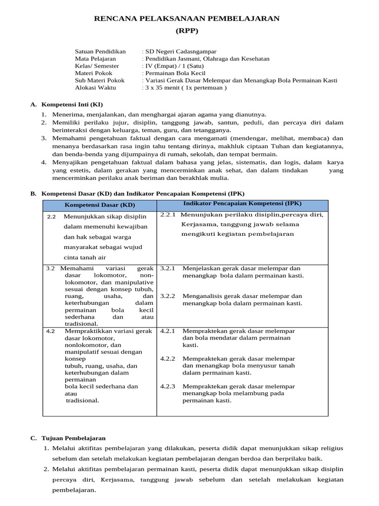 Contoh RPP | PDF | Karier & Perkembangan