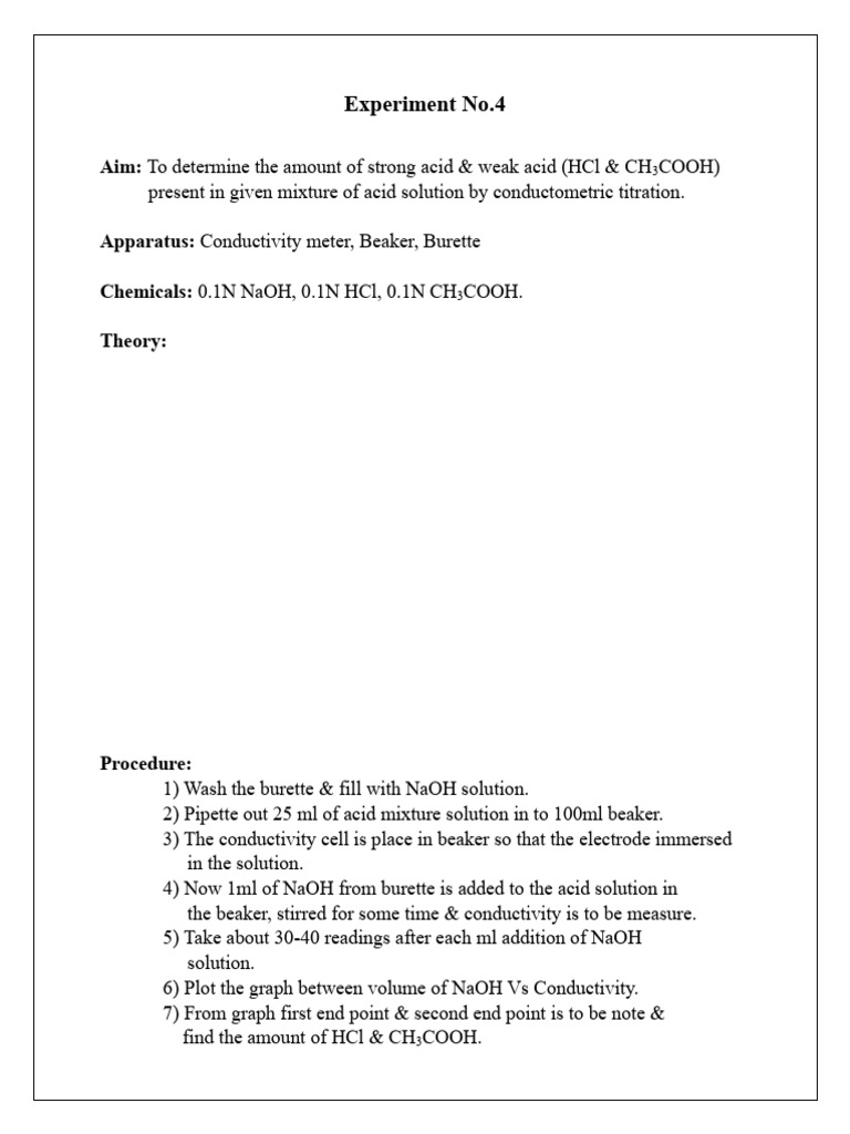 Experiment No 4 | PDF | Titration | Chemistry