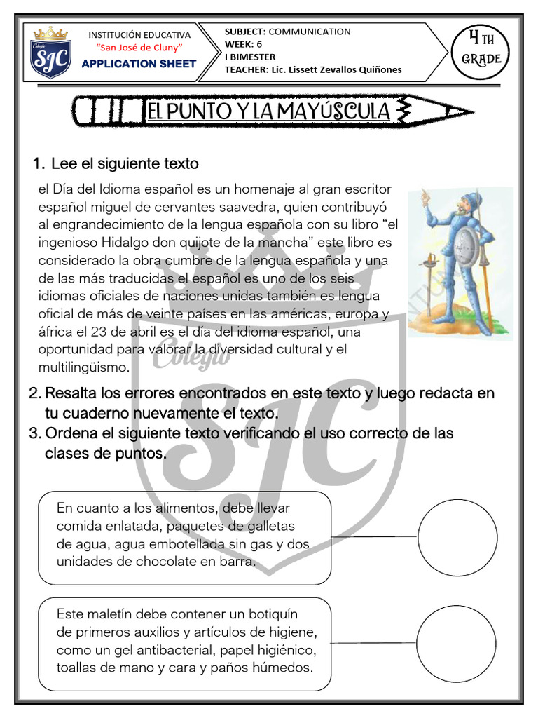Ficha El Punto y La Mayúscula - 4to | PDF | Estudios de idiomas extranjeros