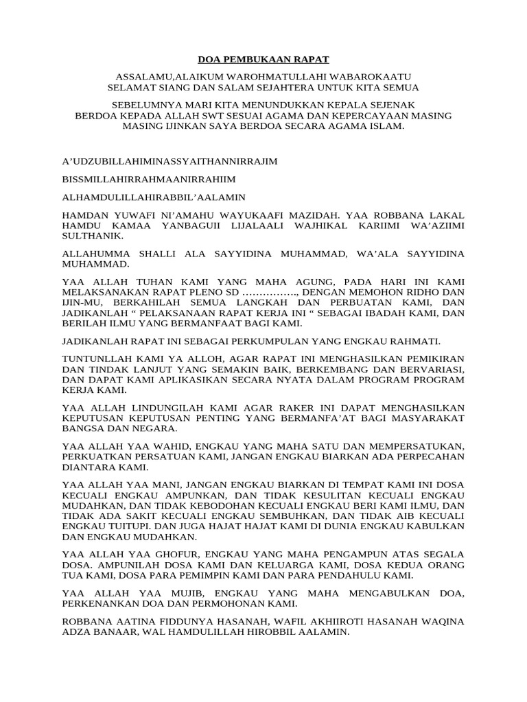 Naskah Doa Rapat Pleno | PDF