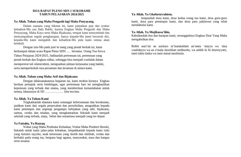 Doa Rapat Pleno | PDF