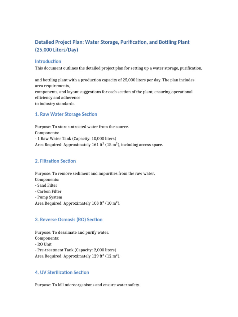 Water Plant Project With Costing INR | PDF | Water Purification | Water
