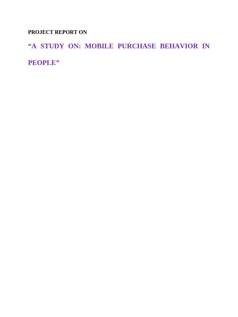 Mobile Purchase Behavior Study in India | PDF | Brand | Smartphone