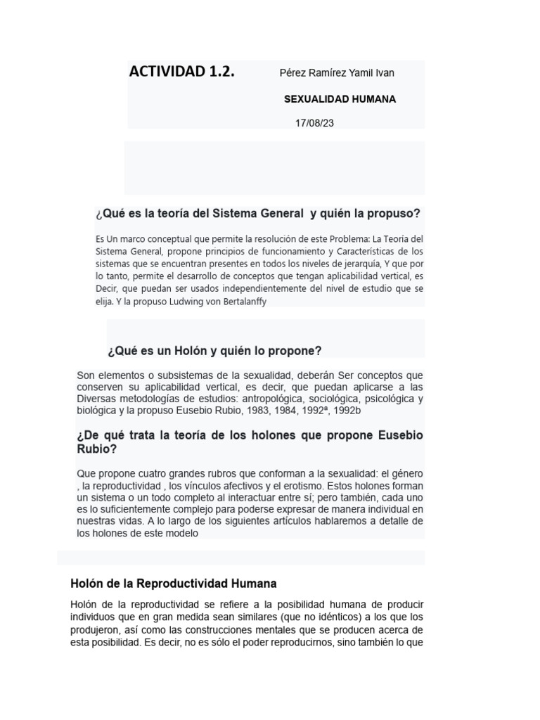 Modelo Holón | PDF | La sexualidad humana | Sistema
