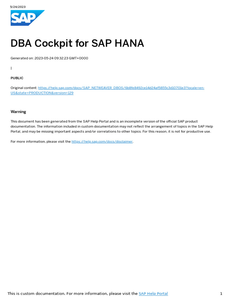 Dbacockpit | PDF | Databases | Sql