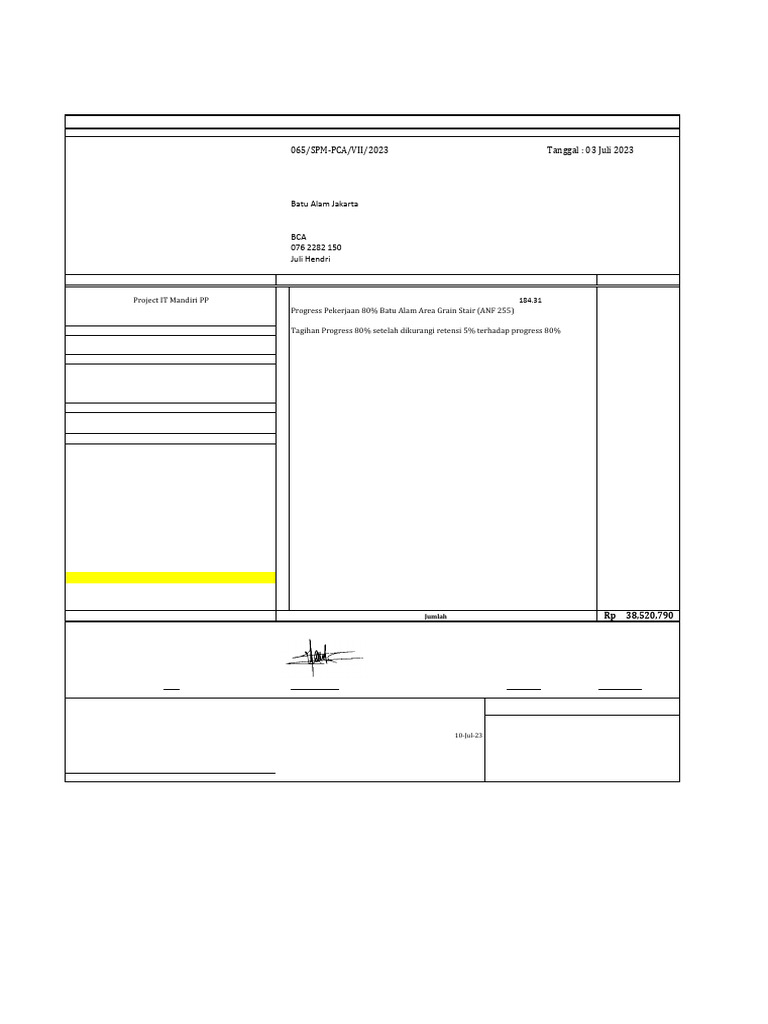 Pembayaran Proyek Batu Alam Jakarta | PDF
