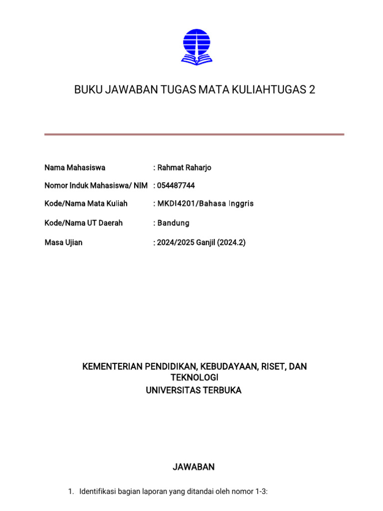Rahmat Raharjo 054487744 Bahasa Inggris 2 Selesai | PDF