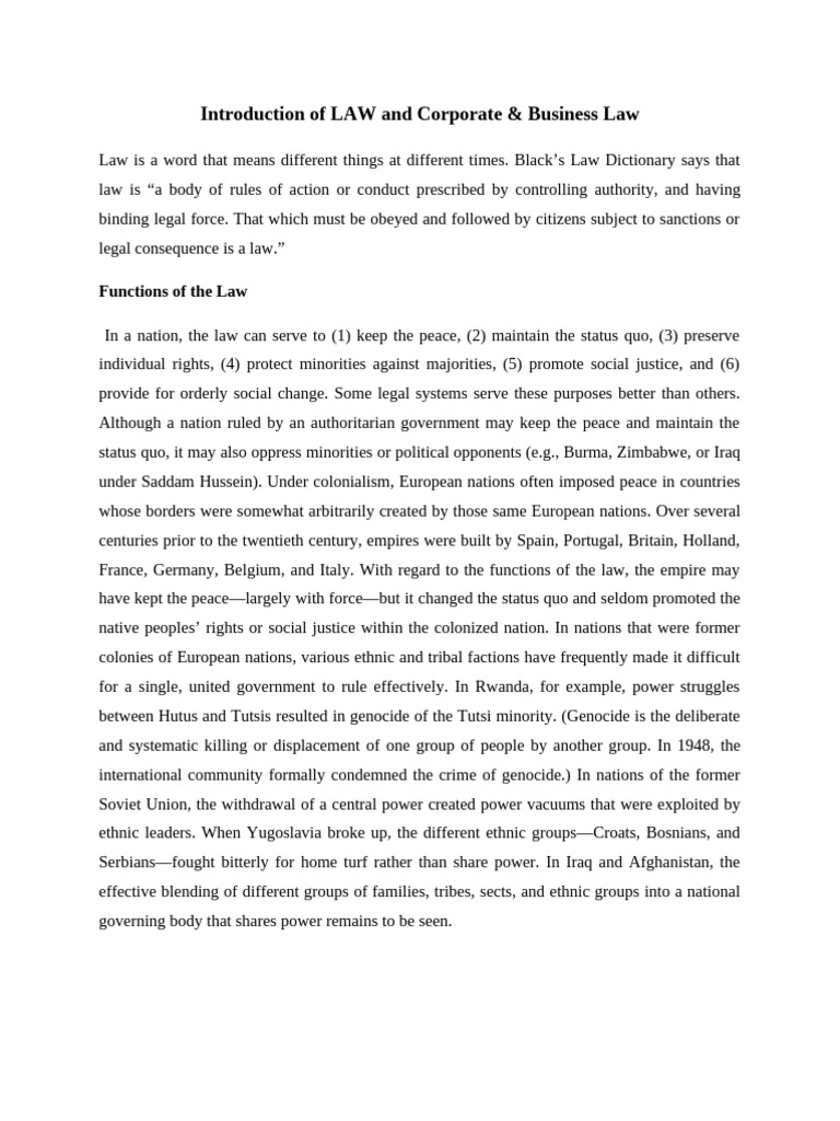 Overview of Law and Business Law Concepts | PDF | Intellectual Property ...