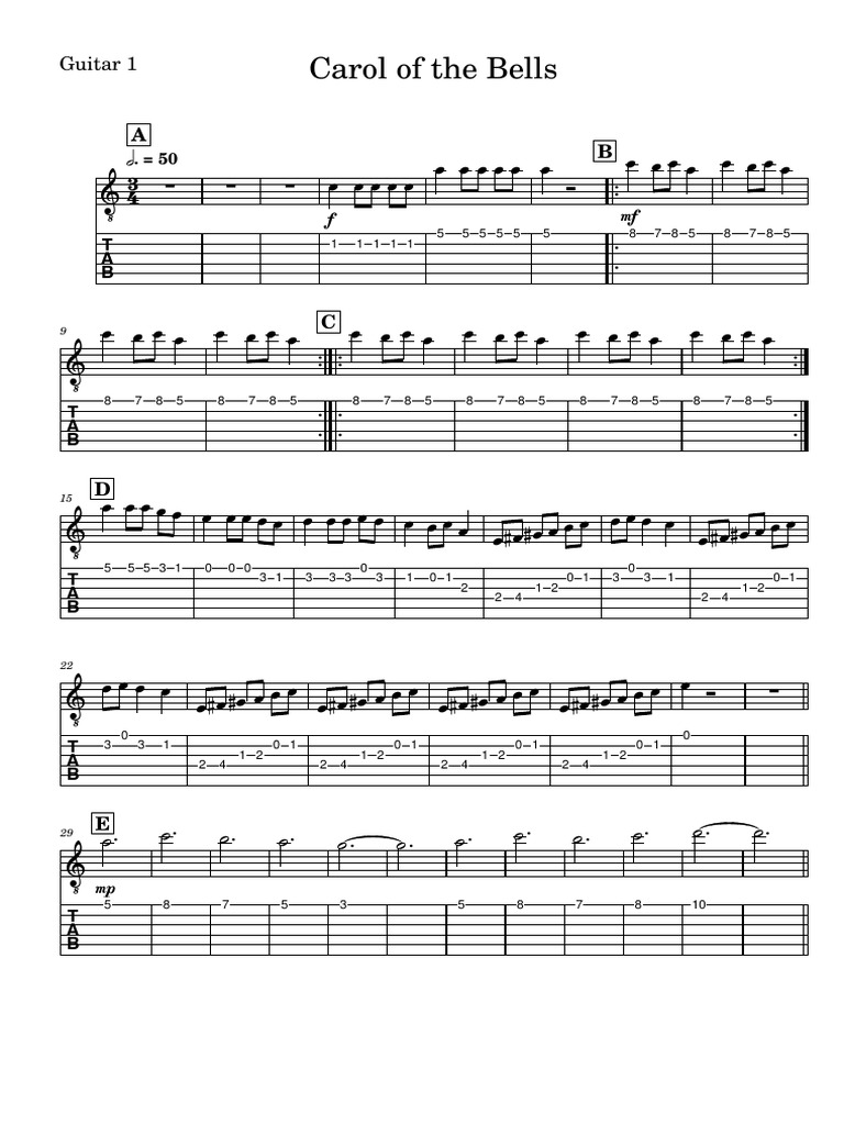 Carol of the Bells Guitar Tabs | PDF