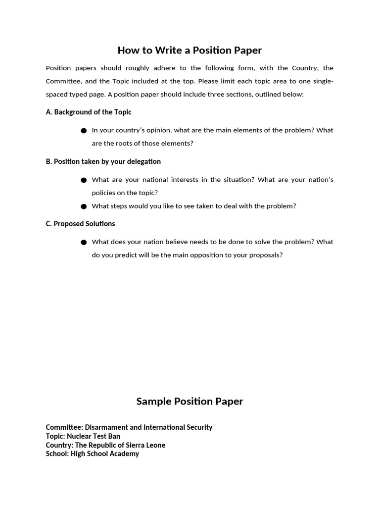 Sample Position Paper-1 | PDF | Nuclear Weapons Testing | Nuclear ...