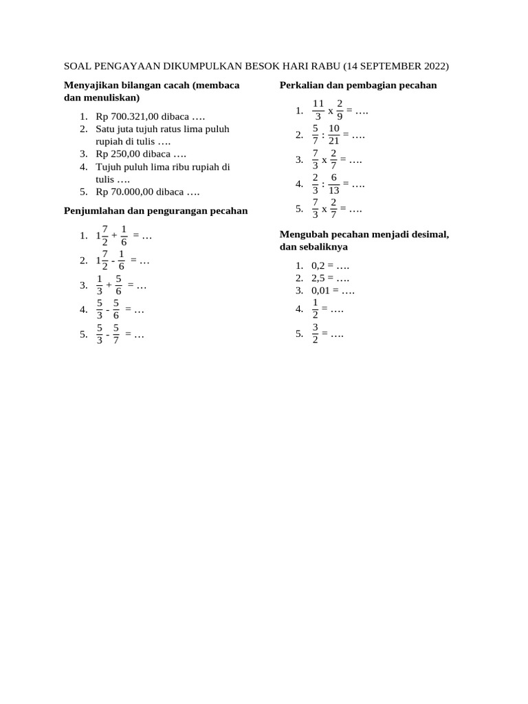 Soal Pengayaan Dikumpulkan Besok Hari Rabu | PDF