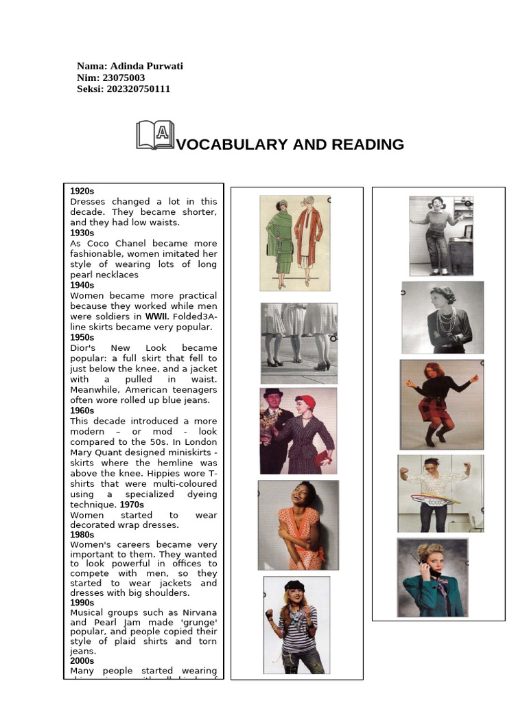 Meeting 6 VOCABULARY AND READING | PDF | Dress | Skirt