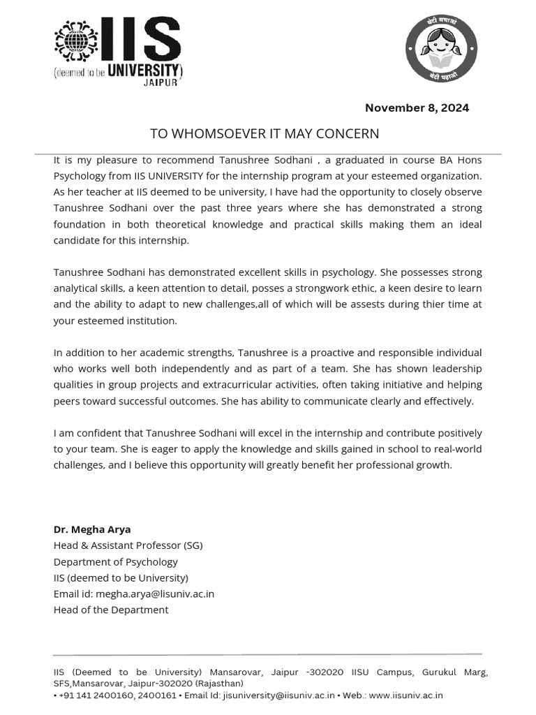 To Whomsoever It May Concern: November 8, 2024 | PDF